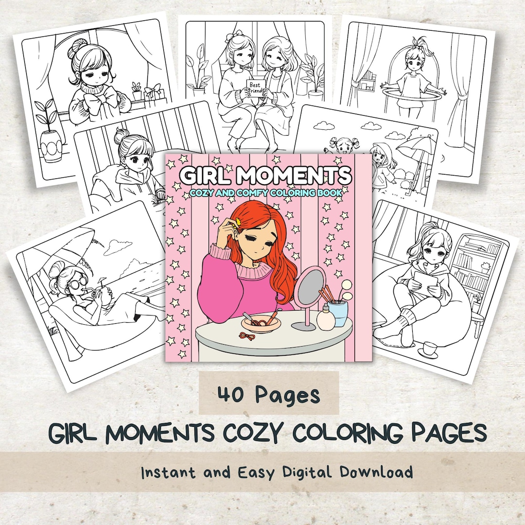Cozy Girl Moments Bold and Easy Coloring Book | 40 Coloring Pages ...