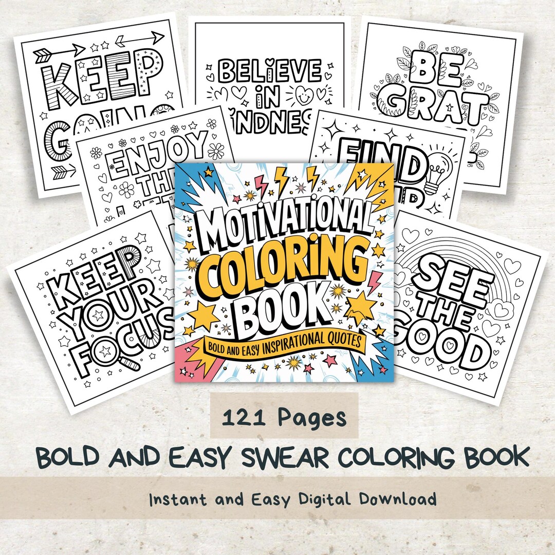 Bold and Easy Motivational Word Coloring Book | 121 Coloring Pages ...
