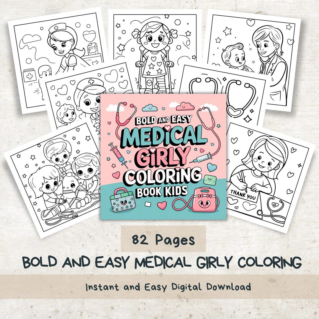 Bold and Easy Medical Girly Coloring | 82 Coloring Pages | Cute Medical ...