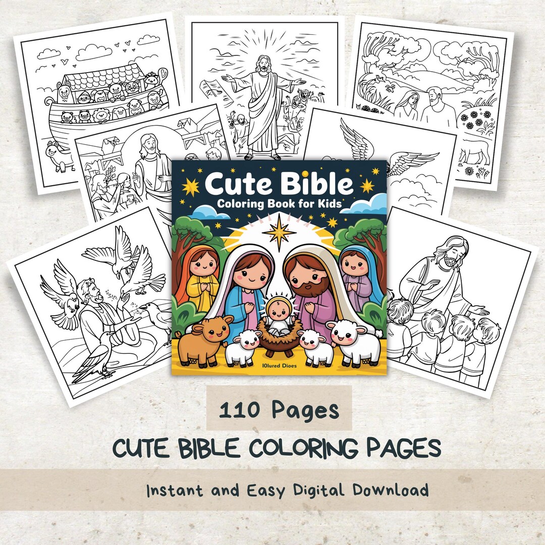 Cute Bible Coloring Book | 110 Coloring Pages | Toddler Bible Coloring ...