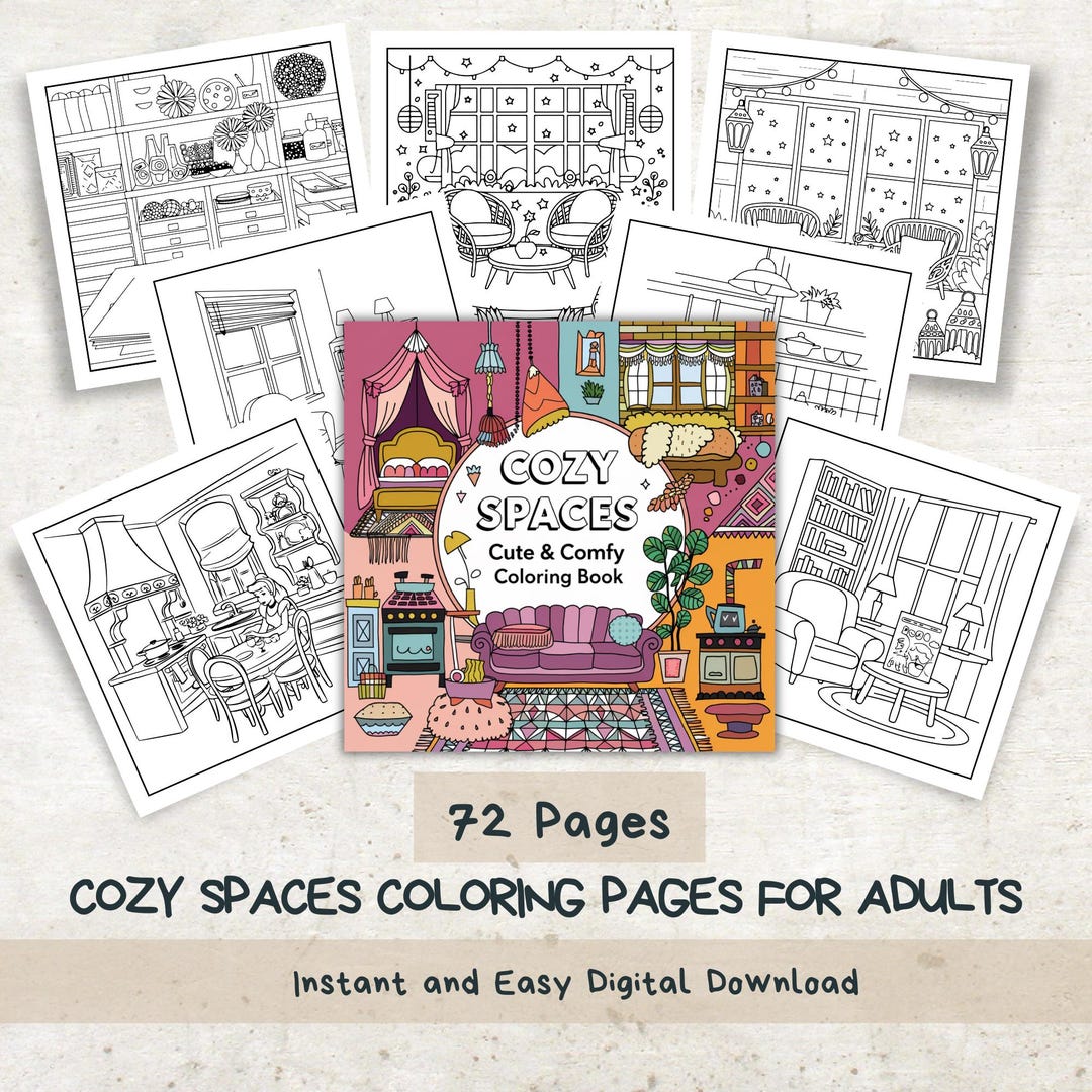 Cozy Spaces Coloring Pages | 45 Coloring Pages | Cute Spaces Coloring ...