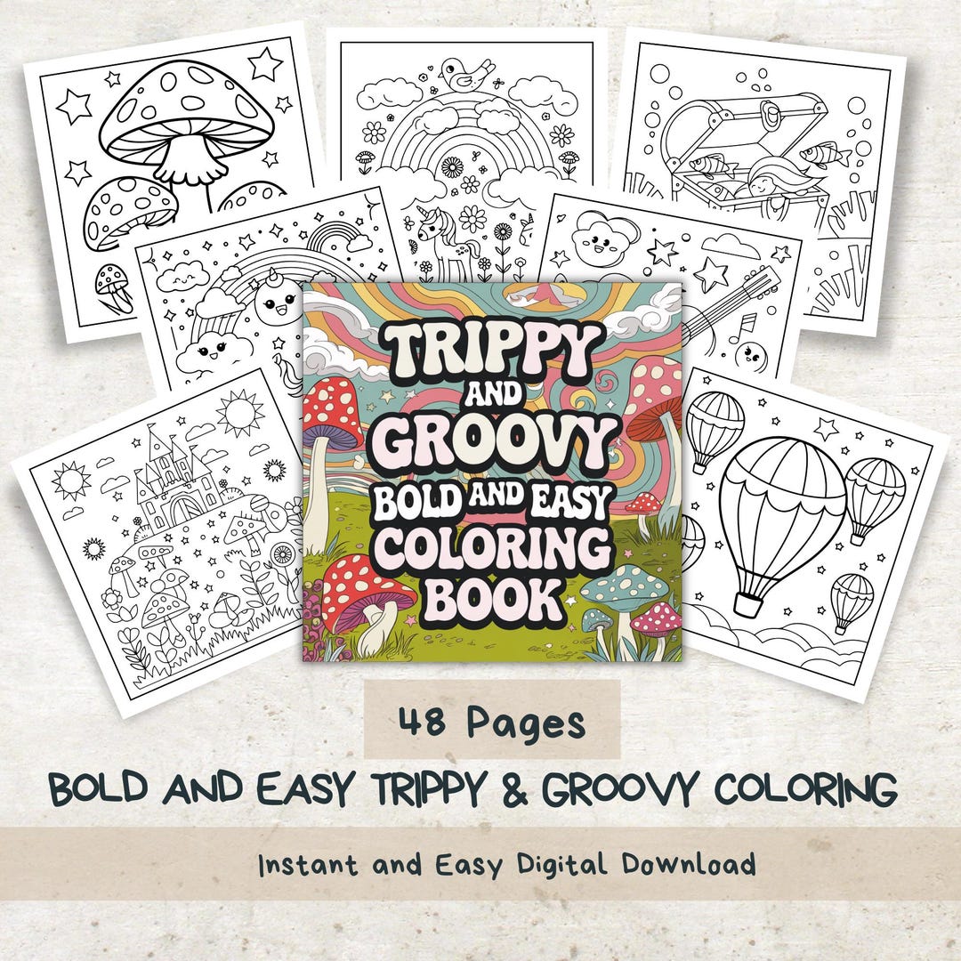 Bold and Easy Trippy & Groovy Coloring Book | 48 Coloring Pages ...