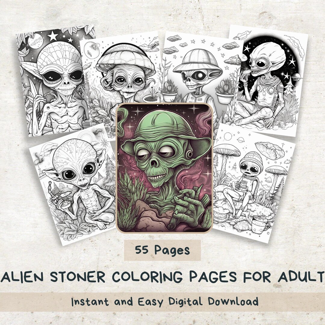 Alien Stoner Coloring Book | 55 Coloring Pages | Alien Coloring Pages ...