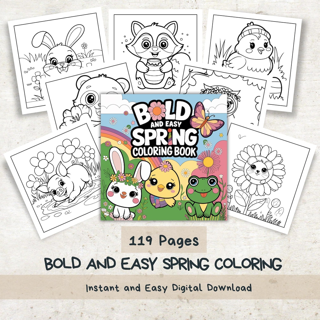 Bold and Easy Spring Coloring Book | 119 Coloring Pages | Cute Coloring ...