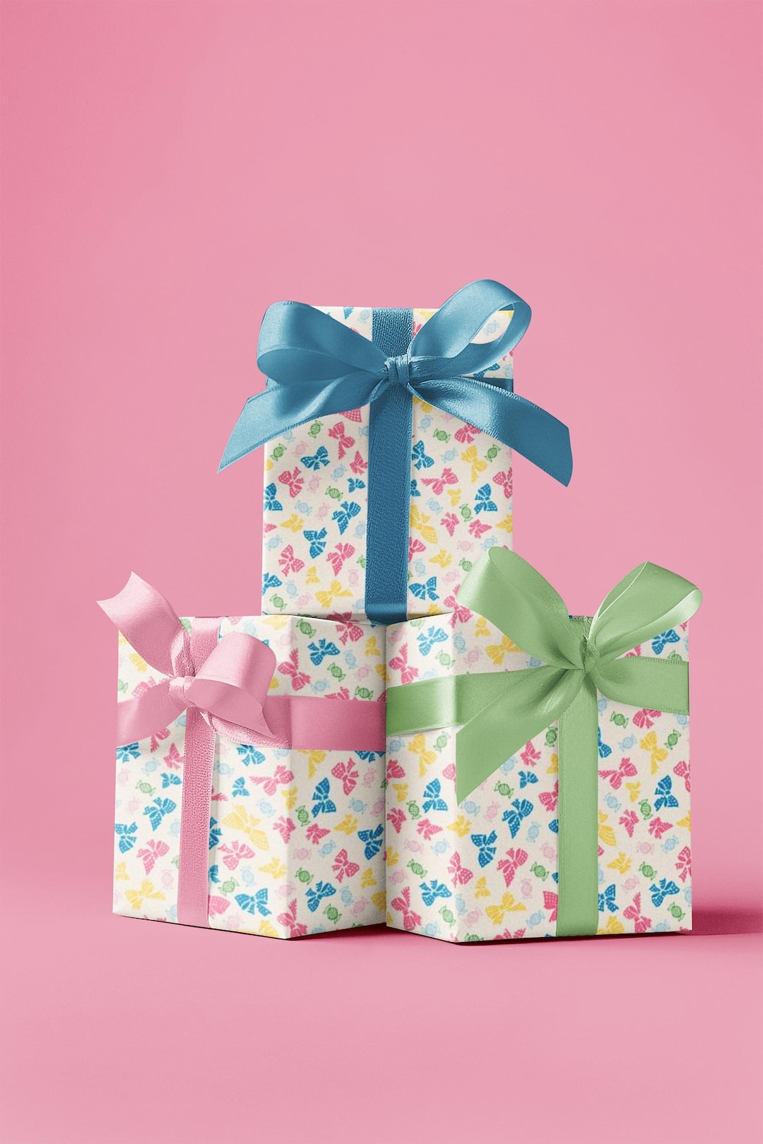 Cute Wrapping Paper, Girly Bow, Coquette Style Gift Wrap Roll, Multi ...