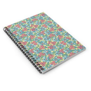 Blue Flower Lined Notebook - Vintage Spiral Journal, Floral Writing Pad ...