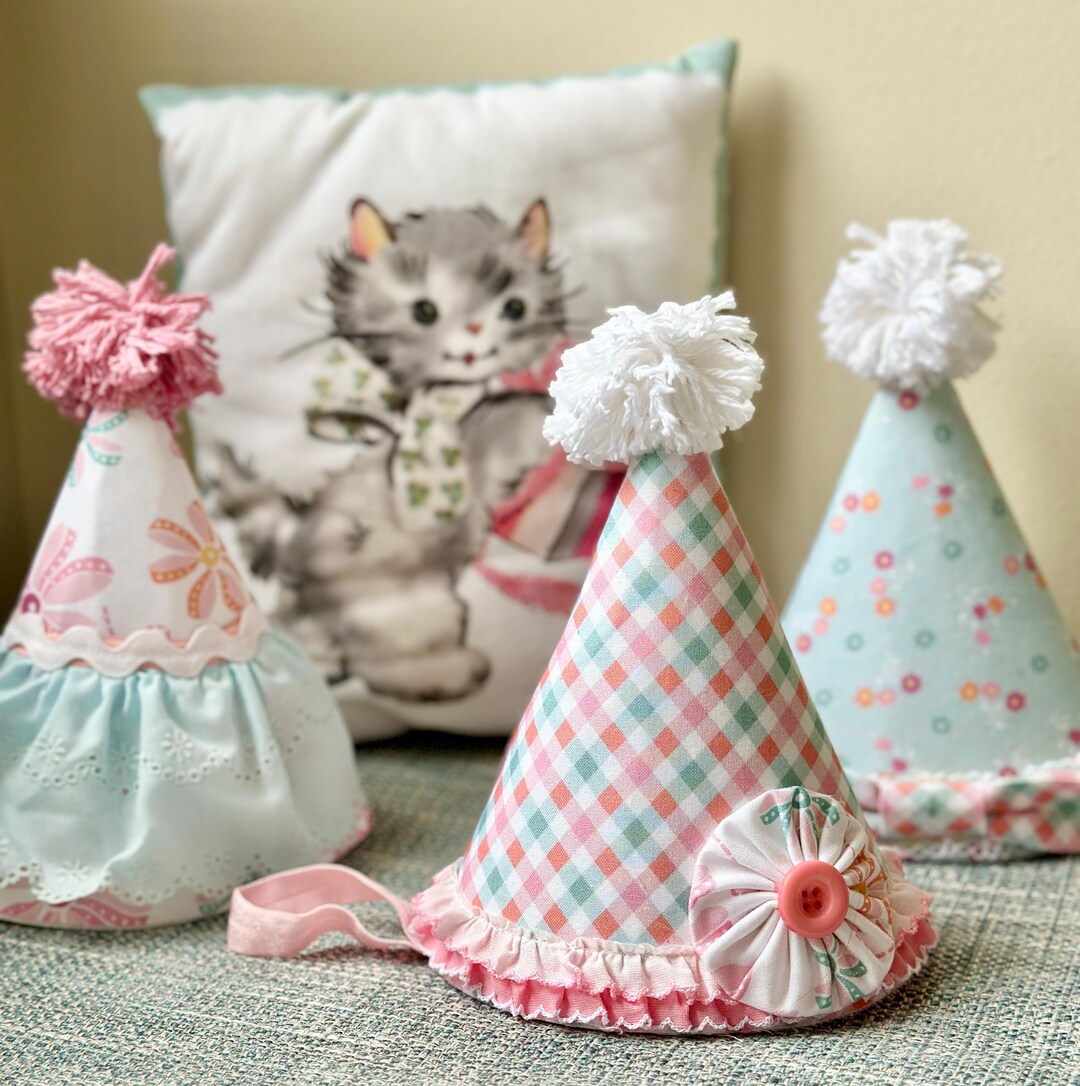 Custom Birthday Party Hats, Ruffle Birthday Hat, Bow Birthday Hat ...