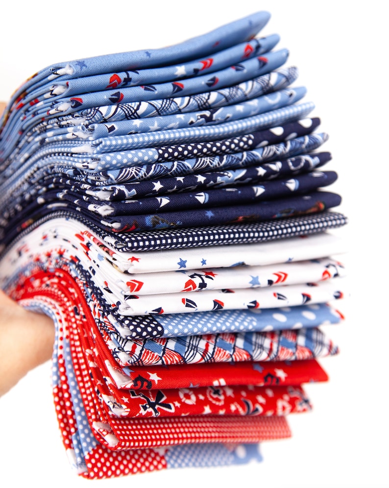7 Yard Colorway Bundle Navy Set Sail America Fabric by - Etsy