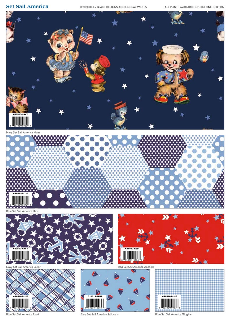 7 Yard Colorway Bundle Navy Set Sail America Fabric by - Etsy