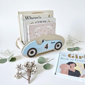 Personalized Retro Race Car Bookshelf, 3D Printed Toy Storage, Nursery ...