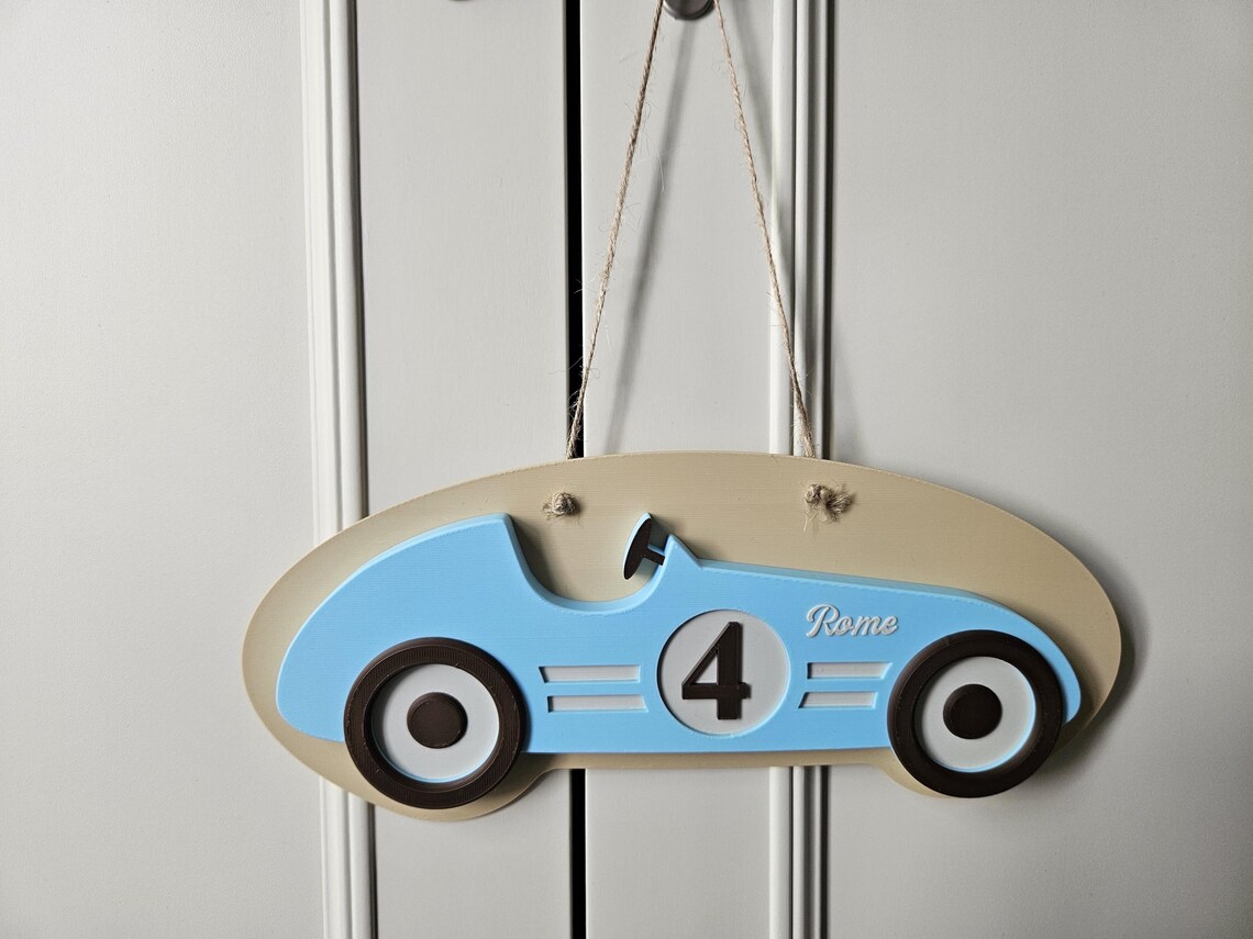 Personalised Retro Car Door Sign: 3D Nursery Decor - Etsy