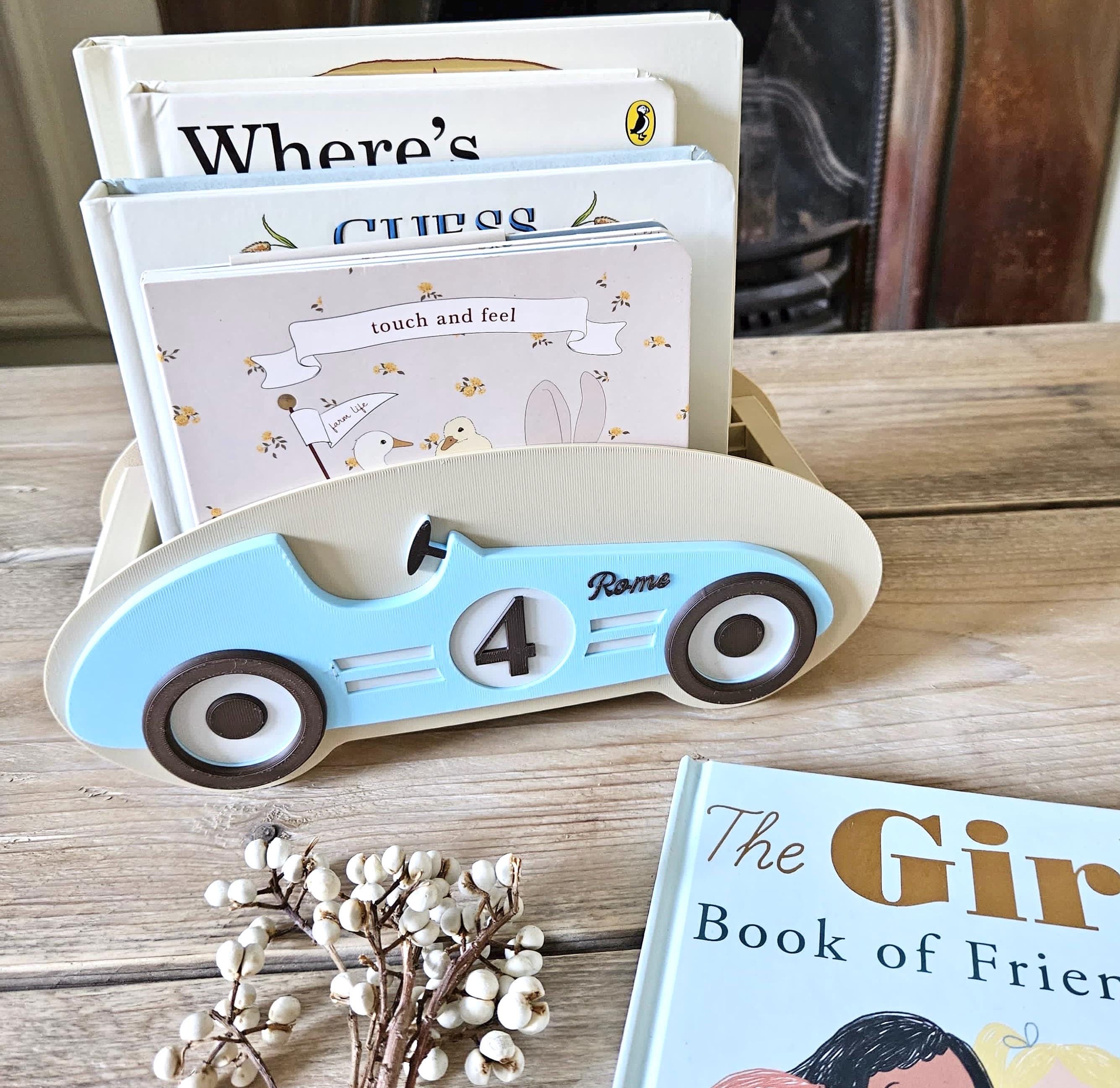 Personalized Retro Race Car Bookshelf, 3D Printed Toy Storage, Nursery ...