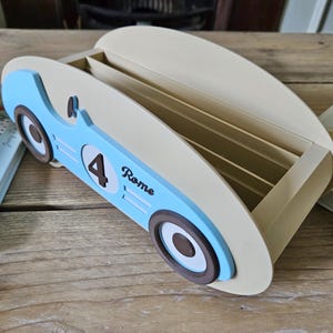 Personalized Retro Race Car Bookshelf, 3D Printed Toy Storage, Nursery ...