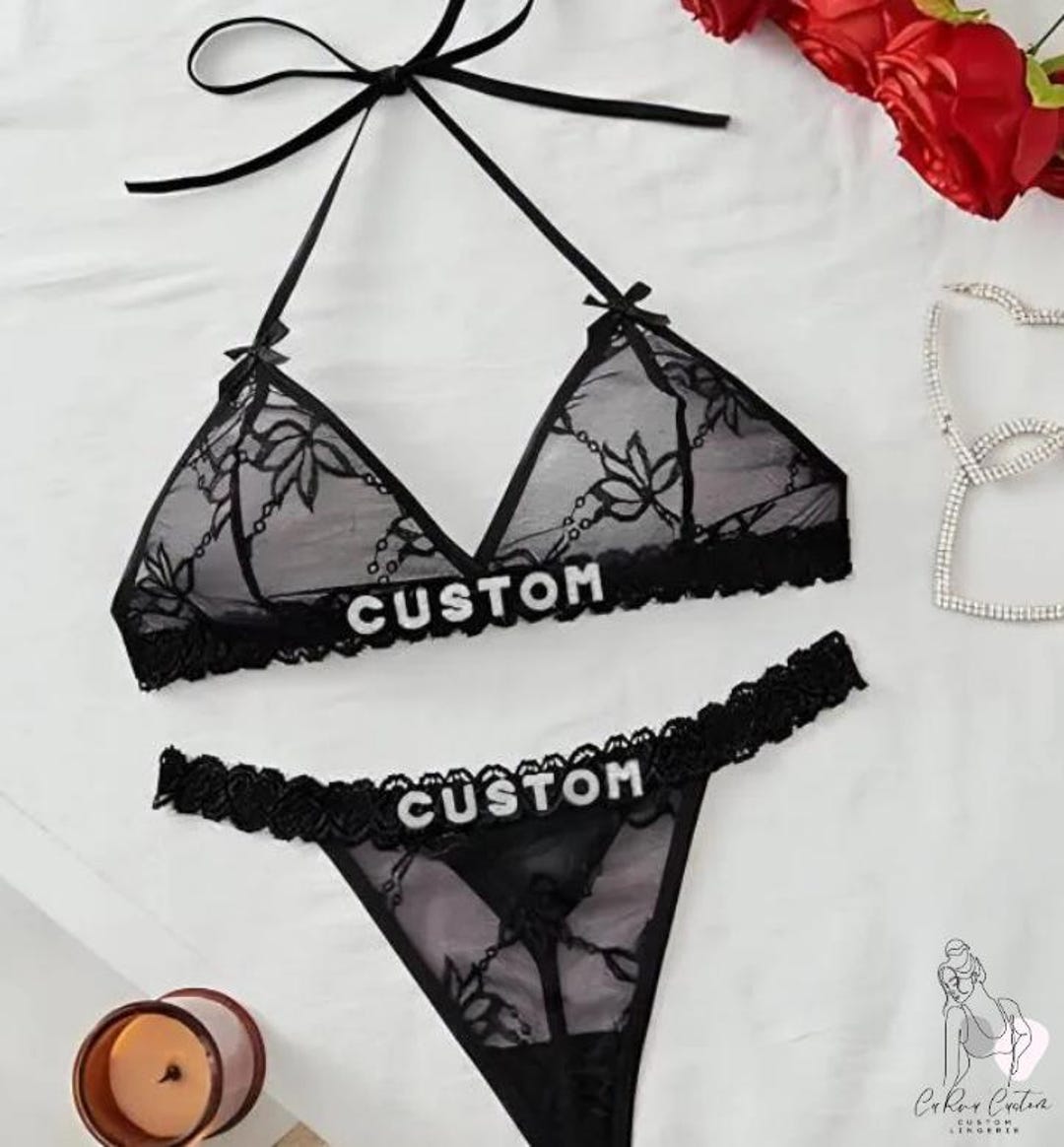 Custom Letter Intimates Set – Personalized Bra and G-string Combo ...