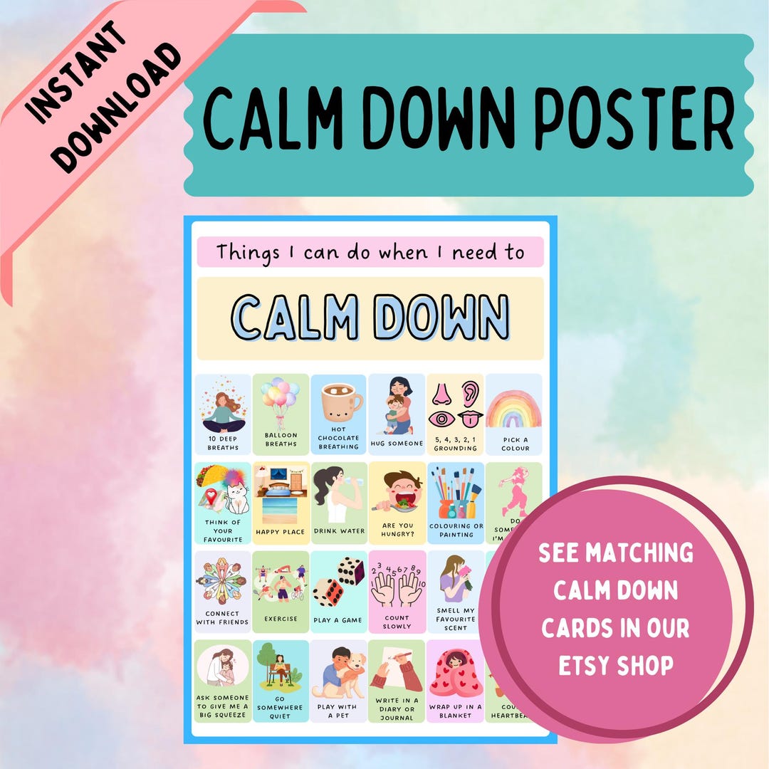 Calm Down Poster for Kids – Printable Coping Strategies & Mindfulness ...