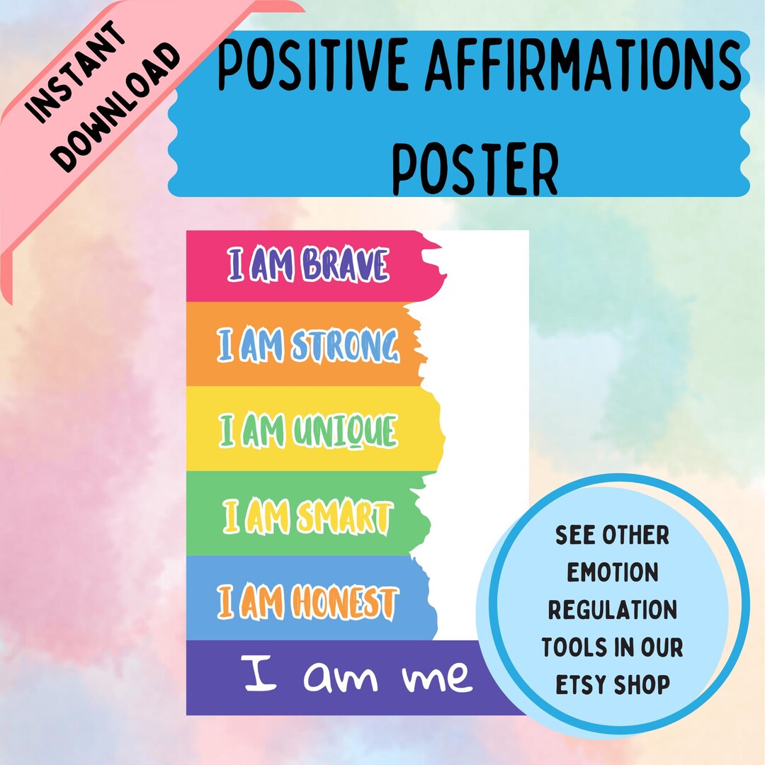 Positive Affirmations Poster for Kids – Printable Daily Encouragement ...