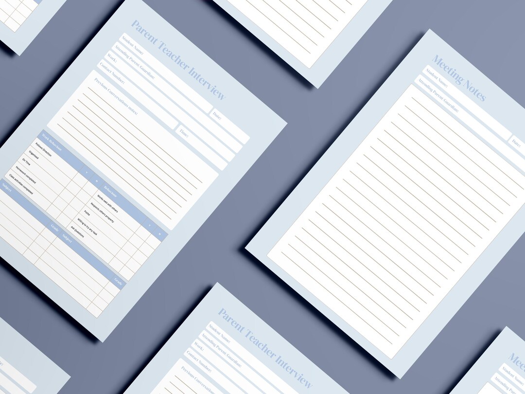 Parent-teacher Interview Template | Printable Meeting Organiser | Blue ...