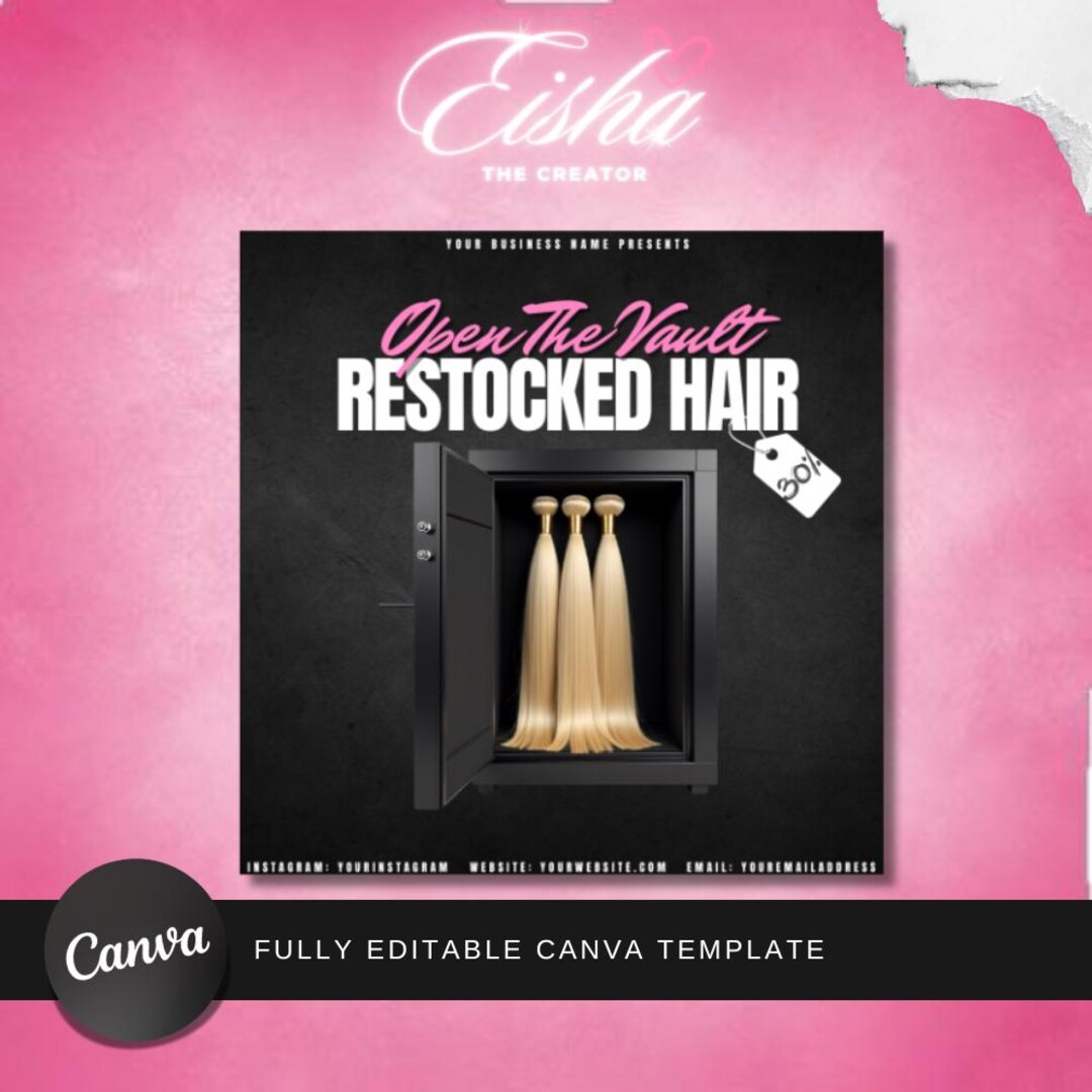 Restocked Flyers, Restock Flyers, Hair Flyer, New Arrivals Flyer, Canva ...