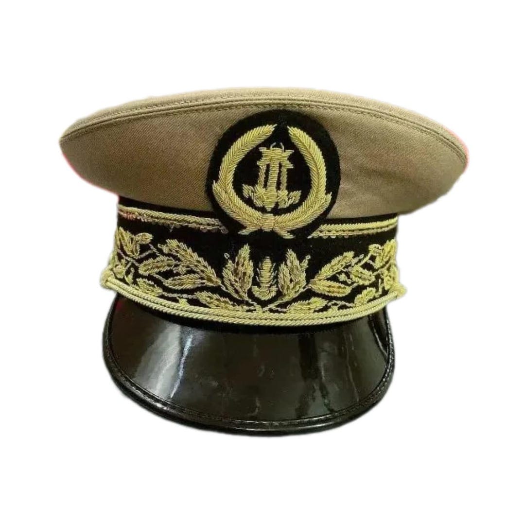 French Merchant Navy Cap: Khaki Visor, Hand Embroidered Reproduction - Etsy