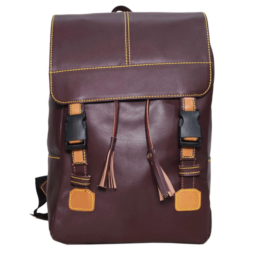 Vintage Style Genuine Leather Backpack | Retro Buckle School, Office ...