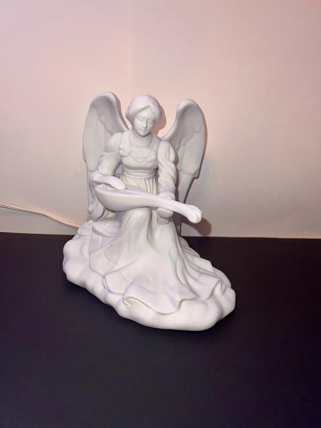 Vintage Angel Figurine, Light-up Lute Player, Christmas Decor by Avon ...