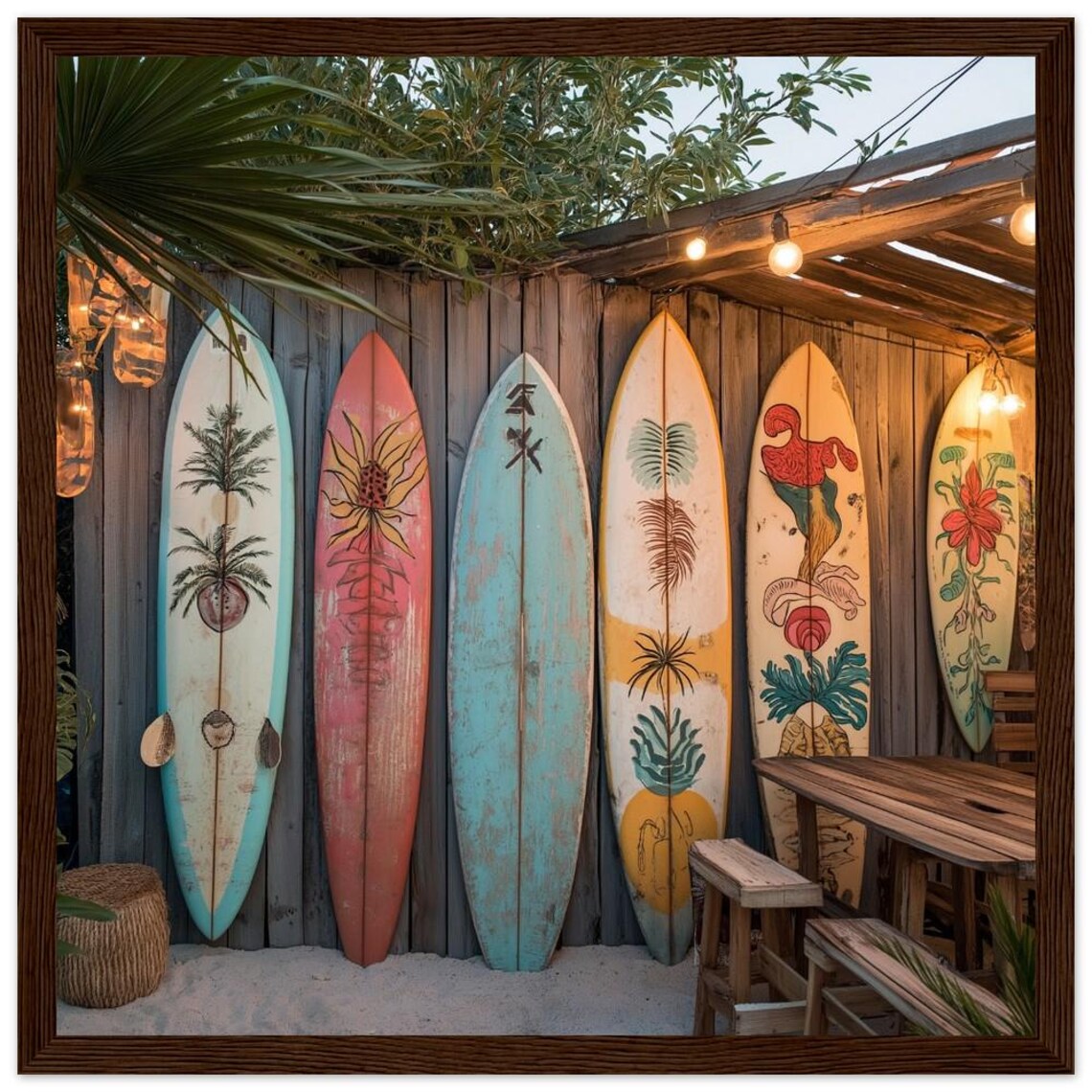 Retro Surf Shack Framed Poster - Vintage Beach Vibes, Tropical Decor ...