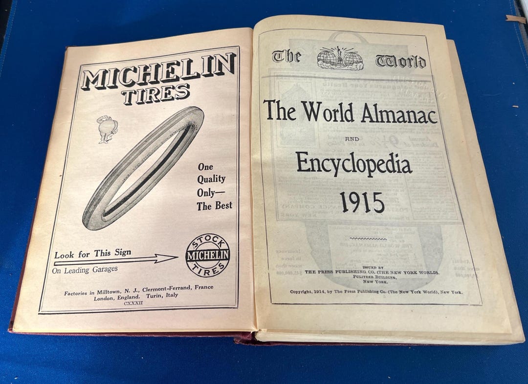 1915 World Almanac and Encyclopedia RARE! Unique Gift! - Etsy