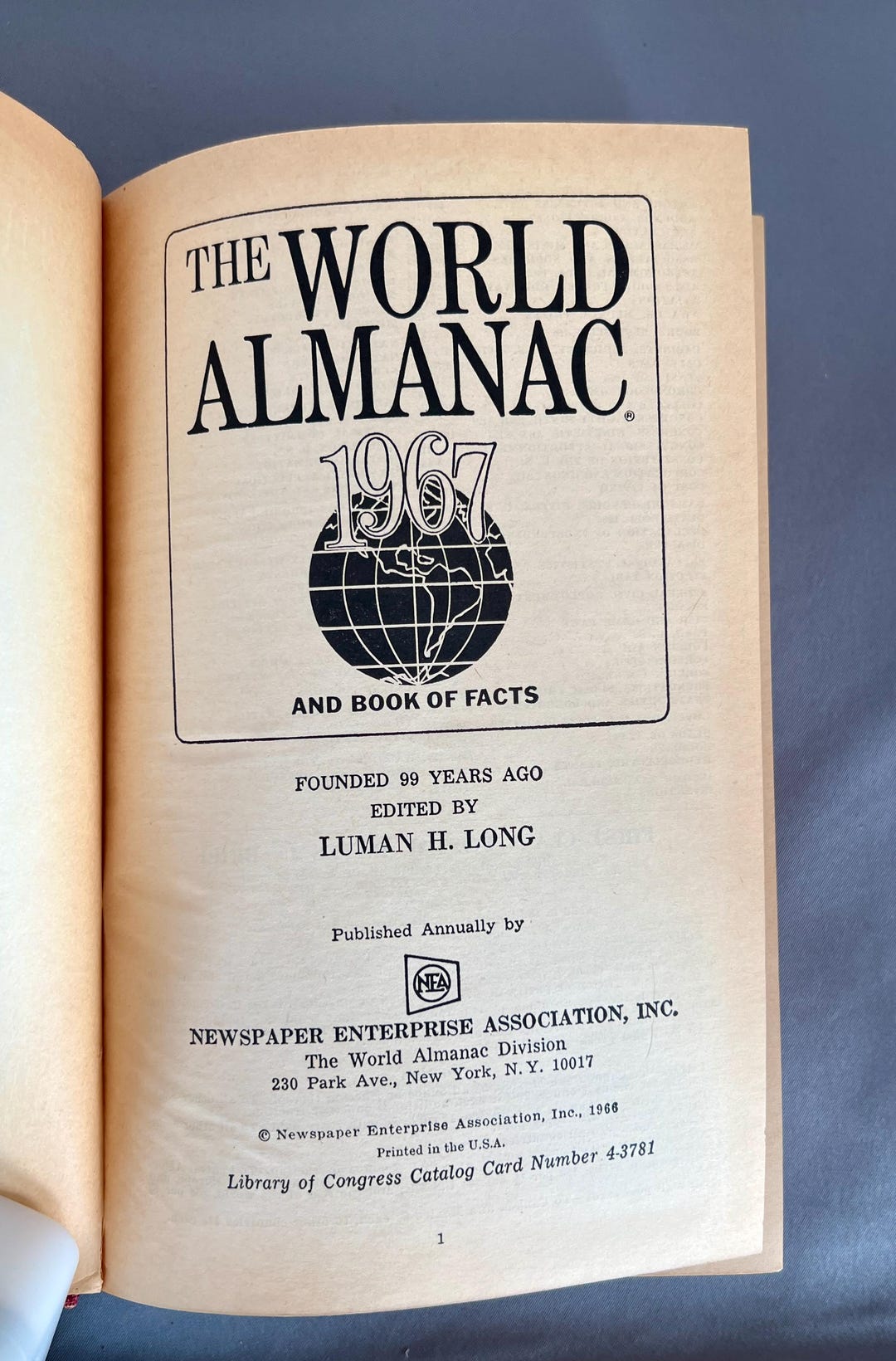 1967 the World Almanac and Book of Facts; Unique Birthday or ...
