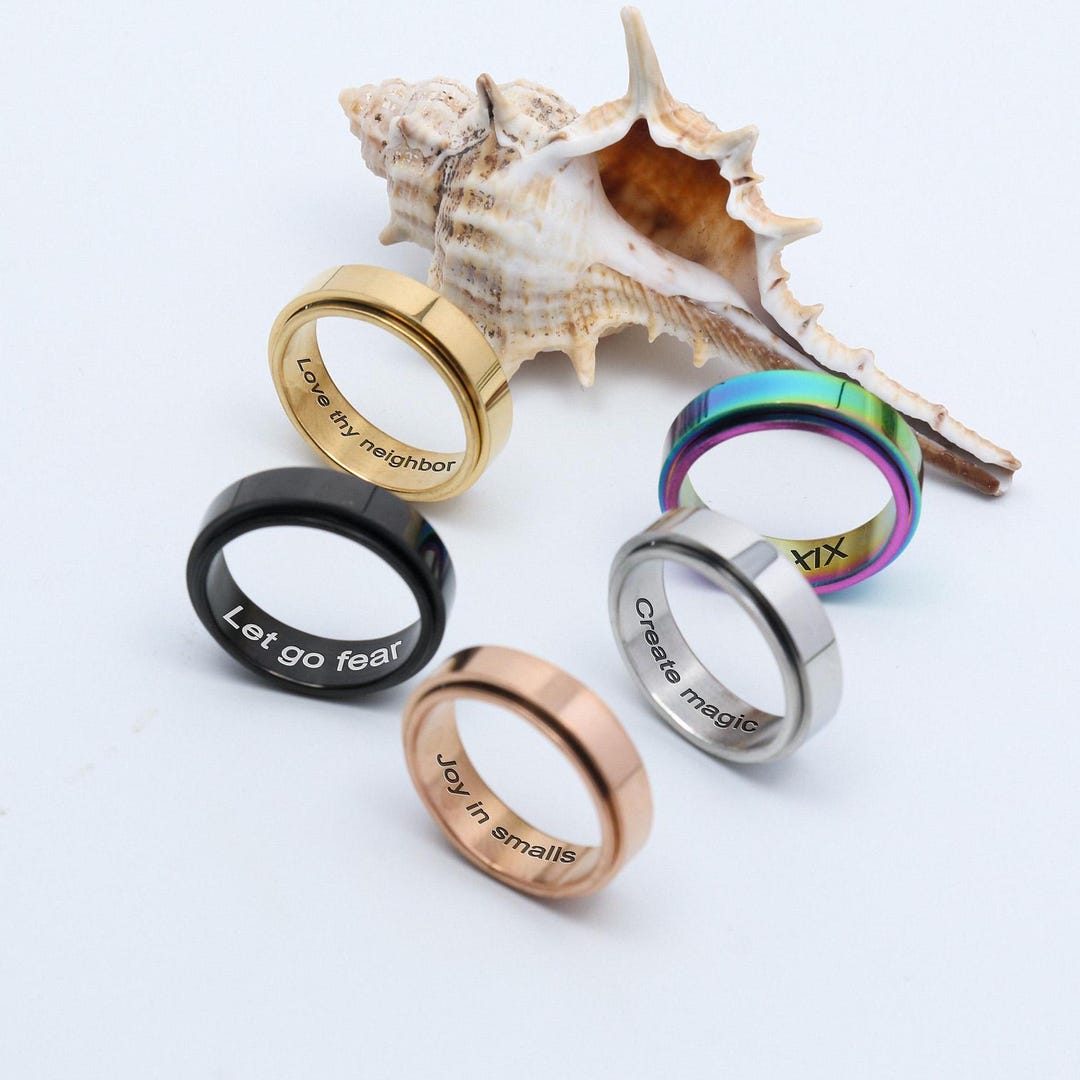 Custom Engraved Fidget Spinner Ring for Men, Personalize Anxiety ...