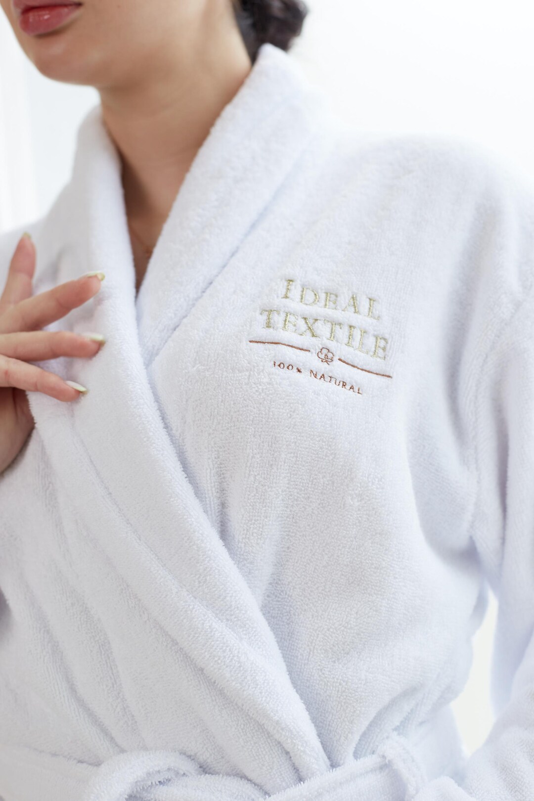 Premium White Terry Bathrobe – Unisex Hotel-quality Robe, Natural ...