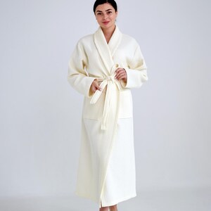 Luxury Vanilla Waffle Cotton Bathrobe, Unisex Kimono Robe, Lightweight ...