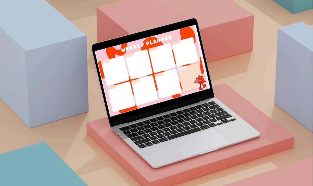 Funky Weekly Planner Printable | Retro Red and Pink Design With Notes ...