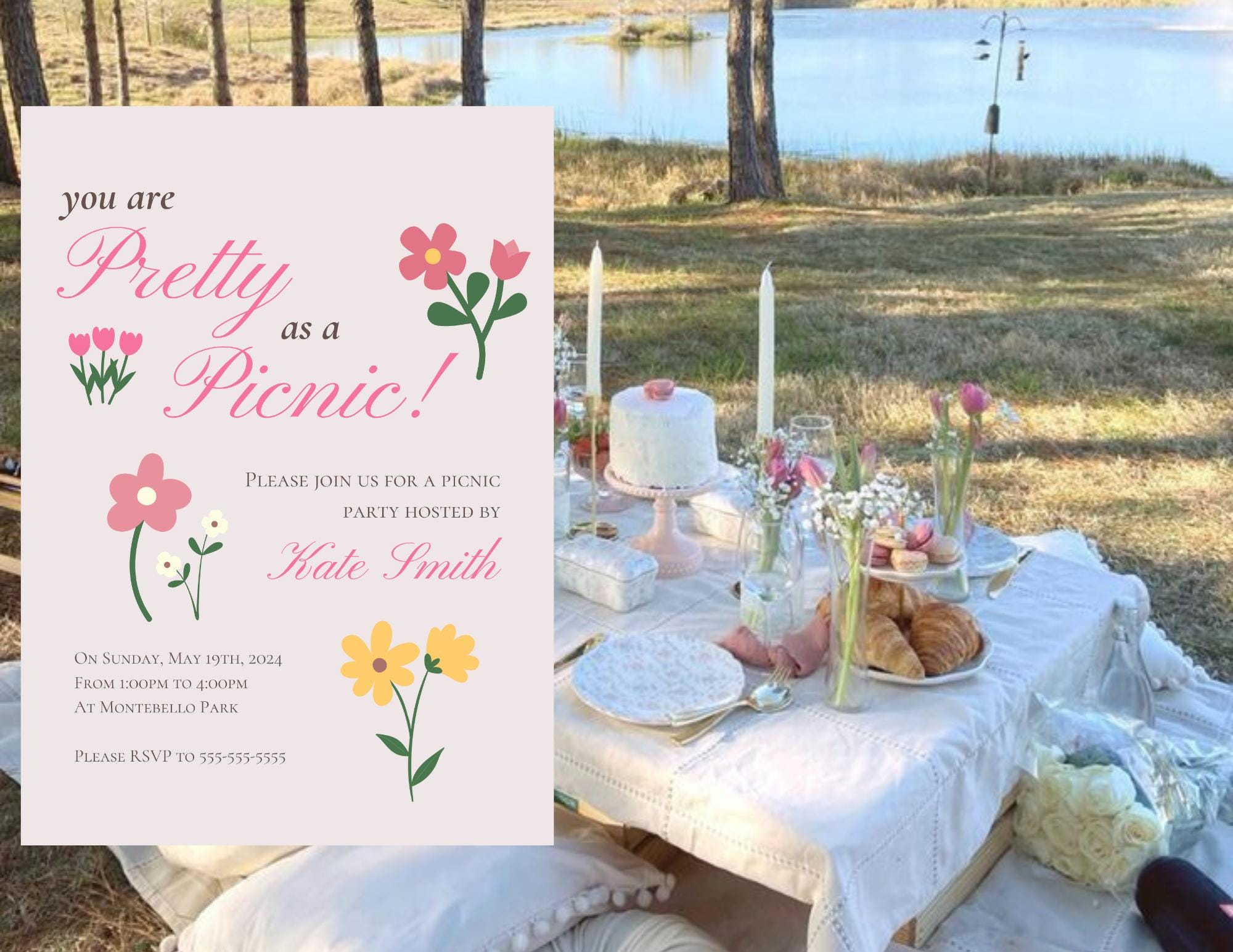 Pretty Picnic Digital Invitations - Etsy