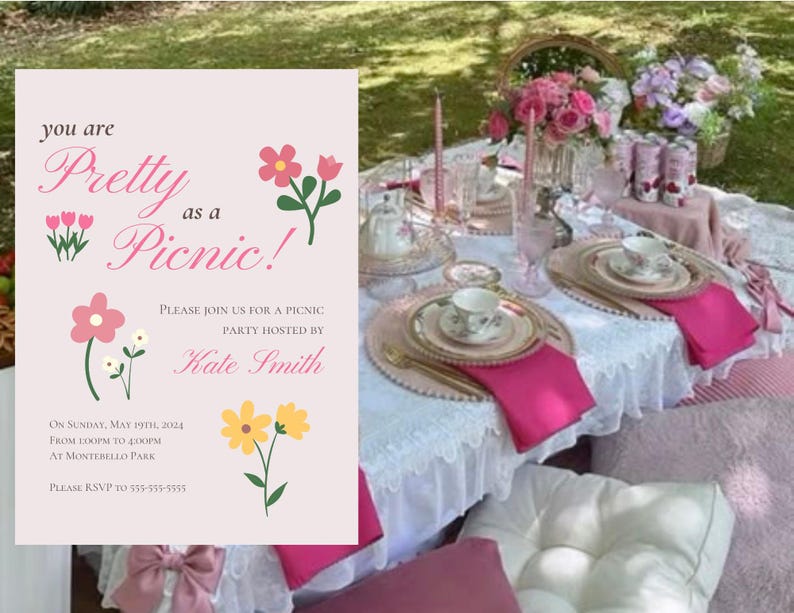 Pretty Picnic Digital Invitations - Etsy