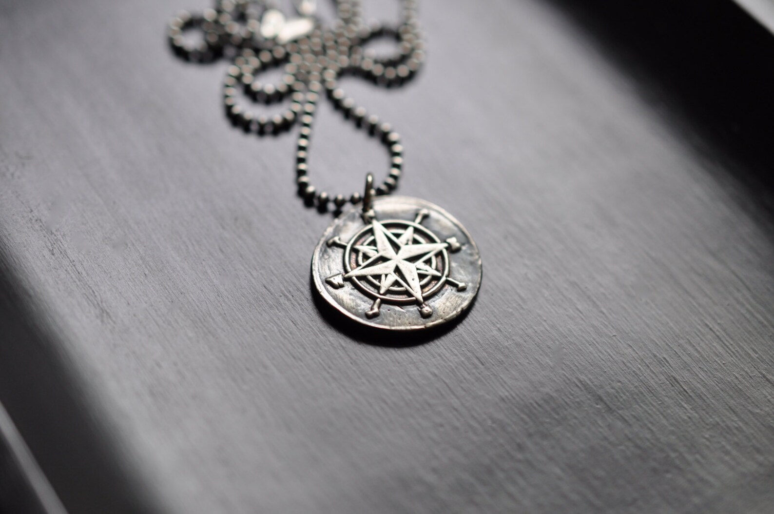 Compass Wax Stamp Necklace, Oxidized Fine Silver - Etsy