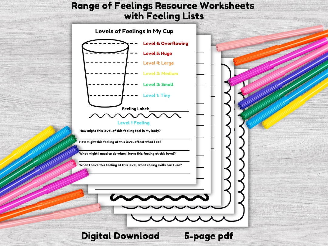 Extremes of Feelings Resource Worksheets With Feeling Lists for Kids ...