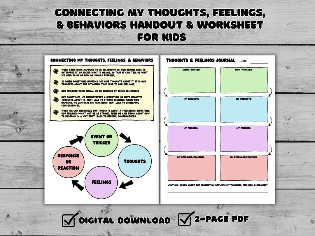 Self-awareness Handout & Worksheet/journal Page: Connecting My Thoughts ...