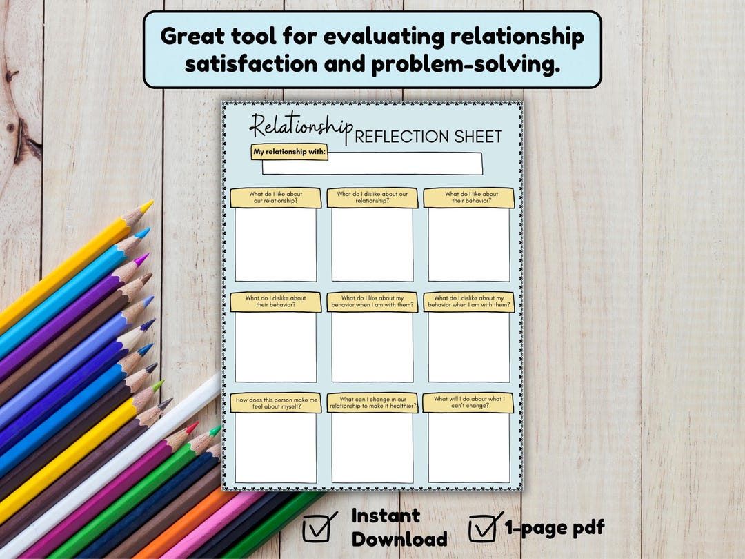 Relationship Reflection Worksheet: Helps Kids, Teens, and Adults ...