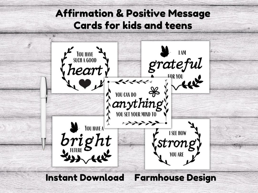 Affirmation Cards: Printable Positive Message Cards for Kids, Teens ...