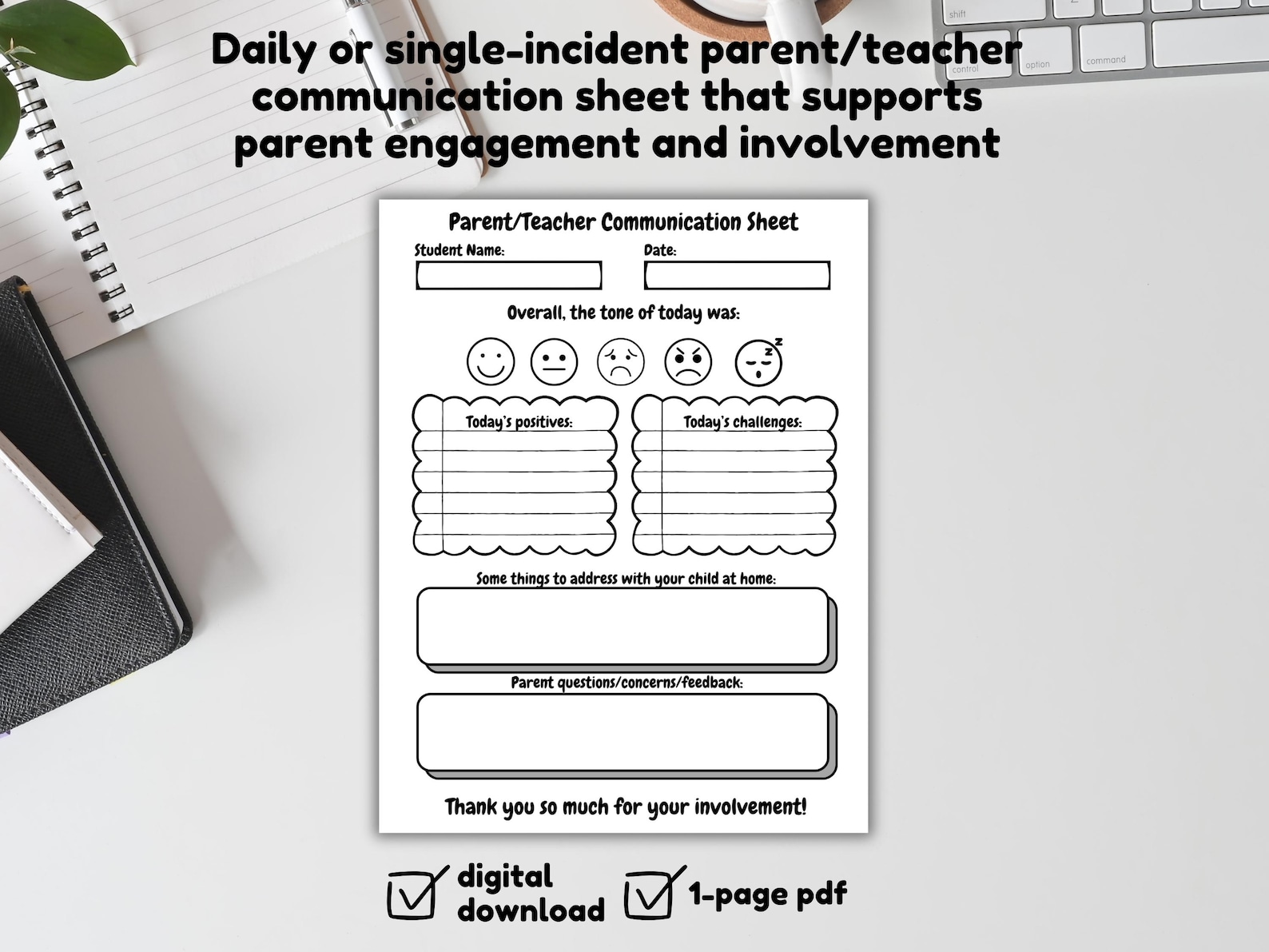 Parent/teacher Communication Sheet: Behavior Management Form Teachers ...