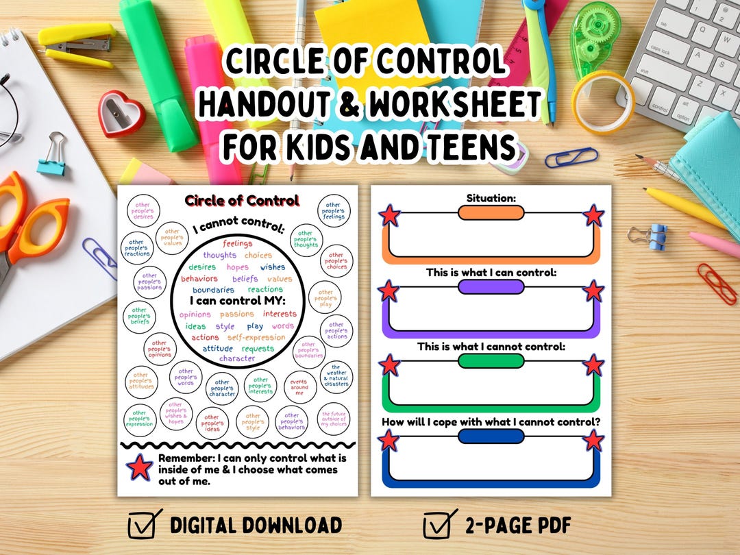 Circle of Control Handout & Worksheet for Kids and Teens - Etsy