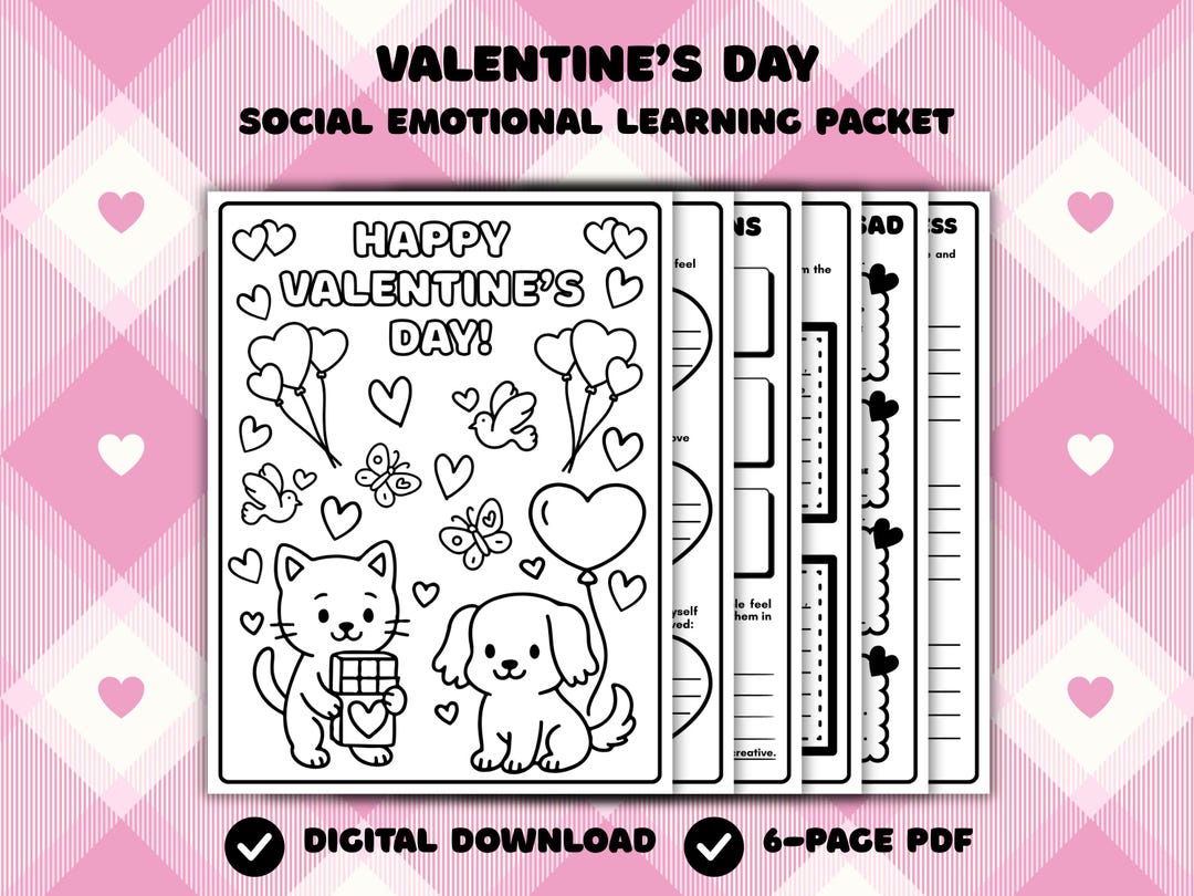 Valentine's Day Social Emotional Learning Packet of Worksheets for Kids ...