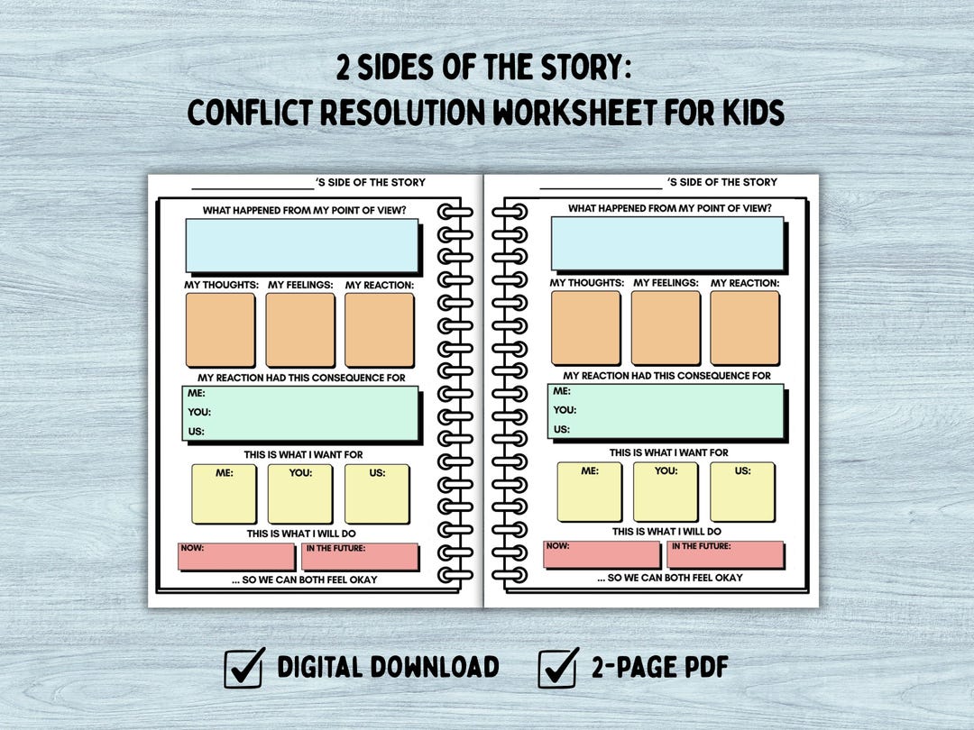 Conflict Resolution Worksheet for Kids: 2 Sides of the Story - Etsy