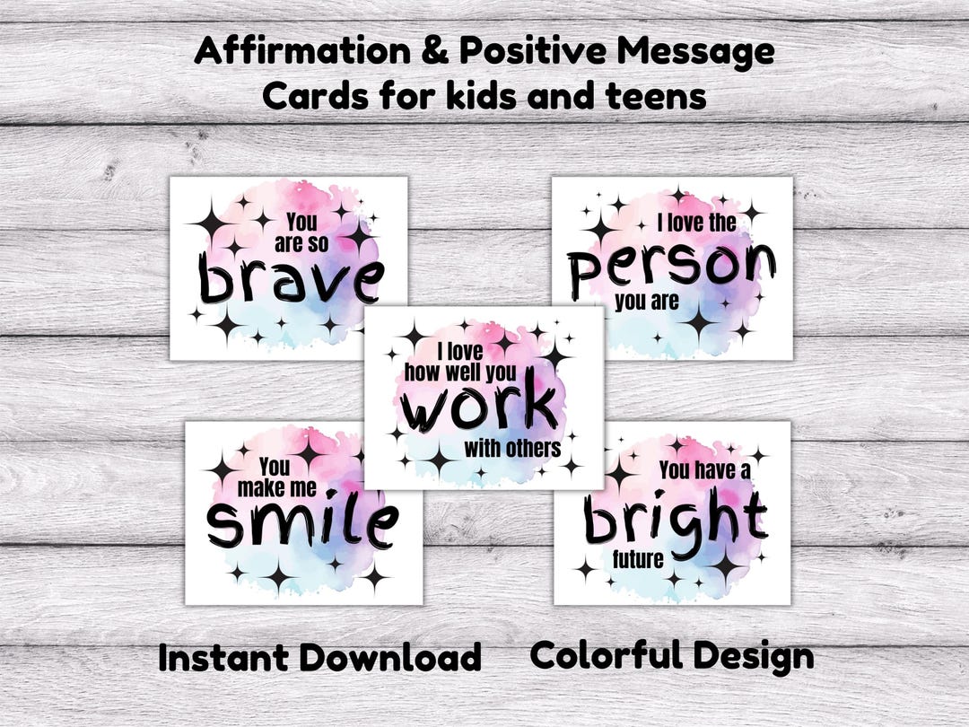 Affirmation Cards: Printable Positive Message Cards for Kids and Teens ...