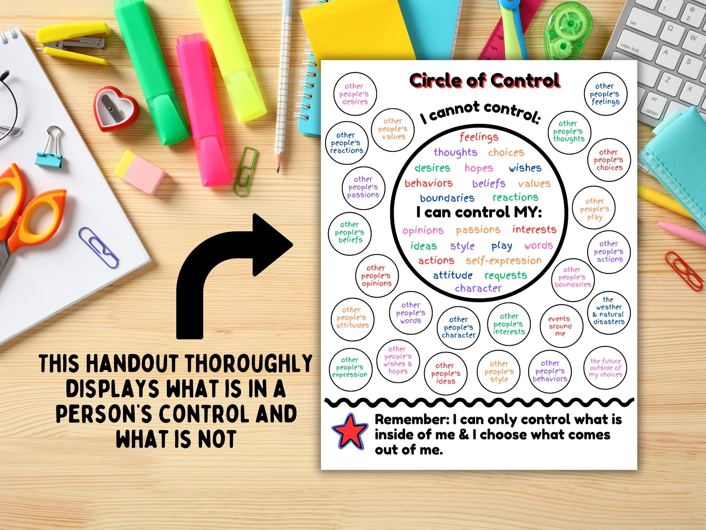 Circle of Control Handout & Worksheet for Kids and Teens - Etsy