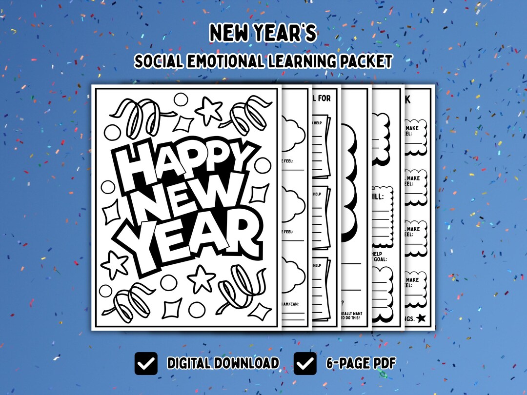 New Year's Social Emotional Learning Packet of Worksheets for Kids - Etsy
