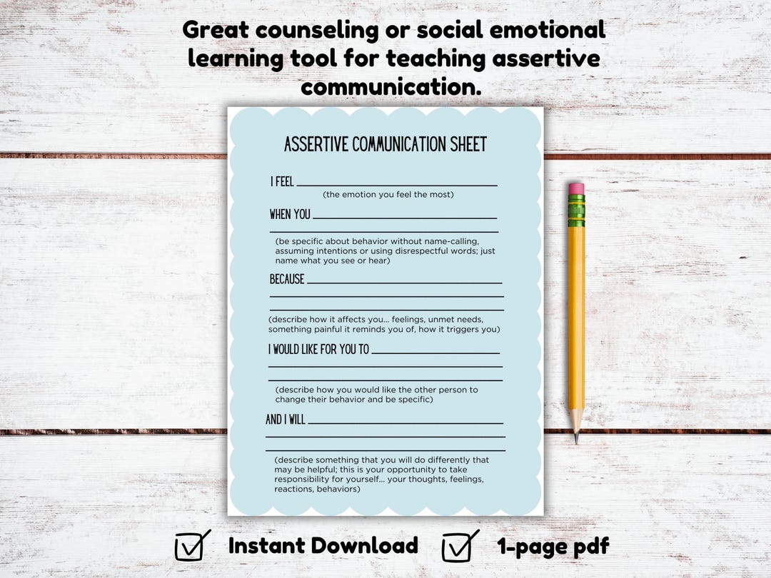 Assertive Communication Resource Worksheet for Kids, Teens, and Adults ...
