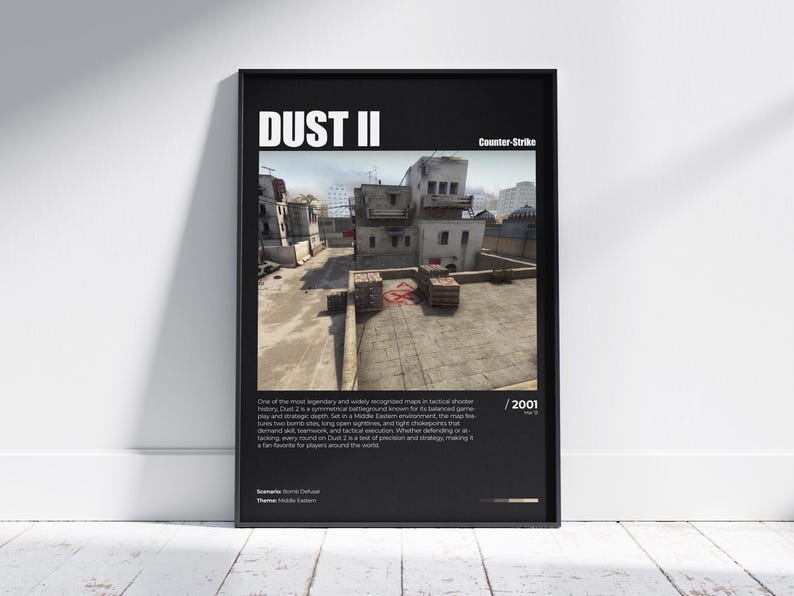 CS2 Dust 2 Poster, Printable Dust 2 Wall Decor, CSGO Map Game Design ...