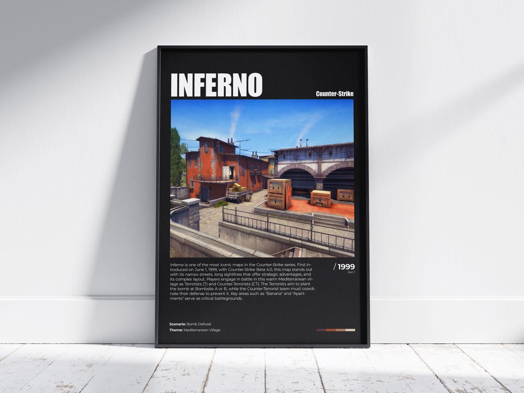 CS2 Inferno Poster, Printable Inferno Wall Decor, CSGO Map Game Design ...