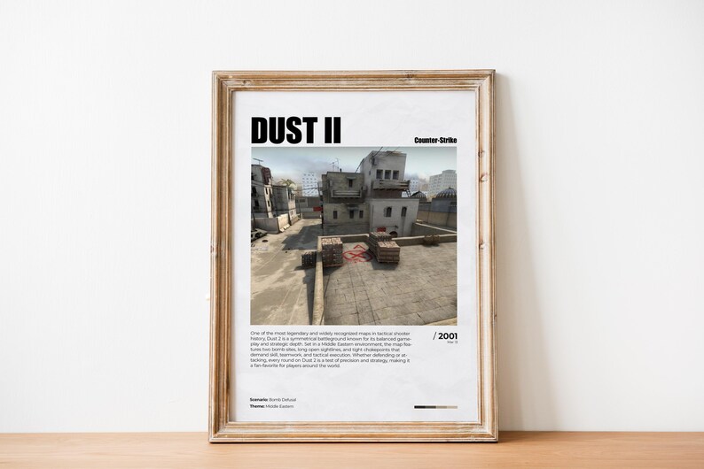 CS2 Dust 2 Poster, Printable Dust 2 Wall Decor, CSGO Map Game Design ...